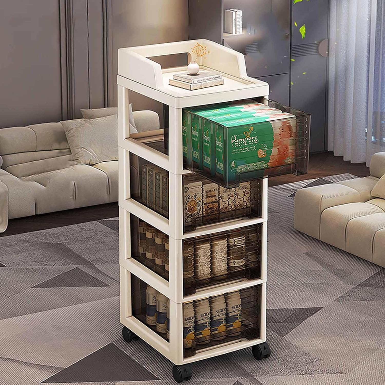 Amazon.com: Plastic Storage Bins with Wheels, Rolling Storage Cart with ...
