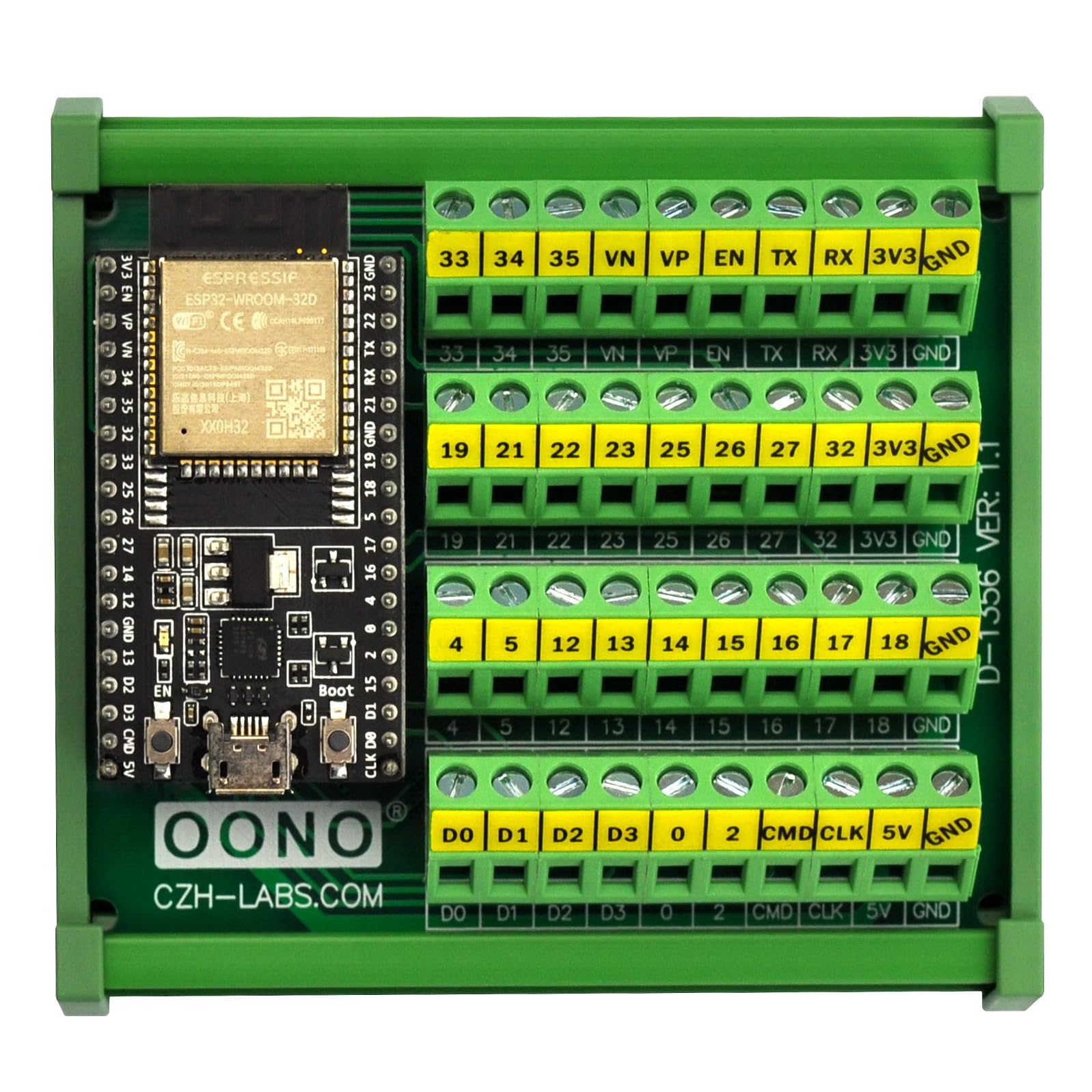 Din Rail Mount Screw Terminal Block Breakout Module Board For Esp32 Devkitc