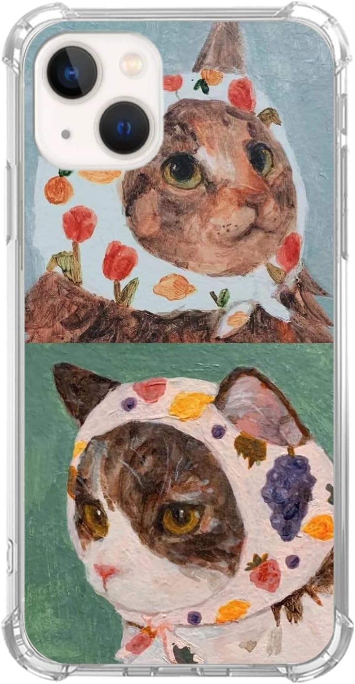 Amazon.com: Lemifelgby Cat Painting Case Compatible with iPhone 13 ...