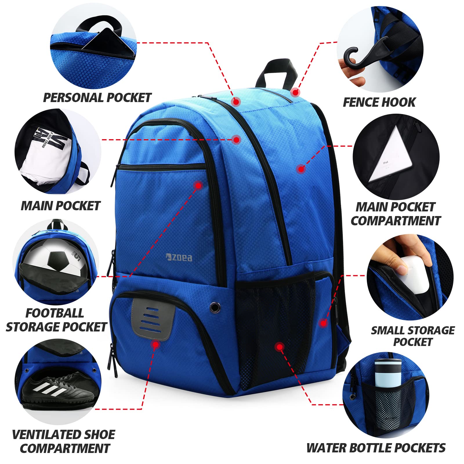Snapklik.com : ZOEA Soccer Bag - Backpack For Soccer, Basketball ...