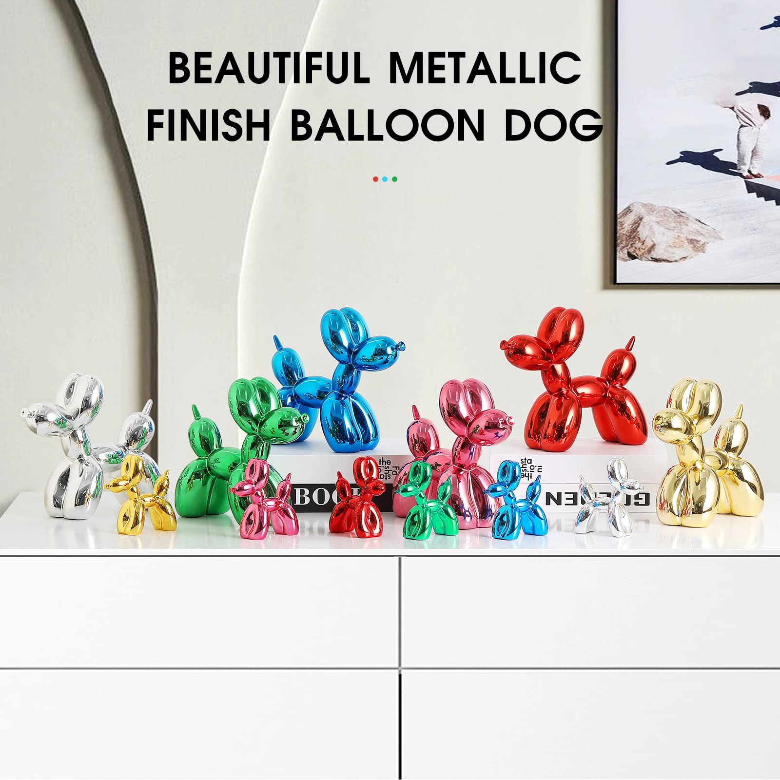 Balloon Dog Sculpture, Small Size Shiny Animal Dog Statue, Cute Plating ...