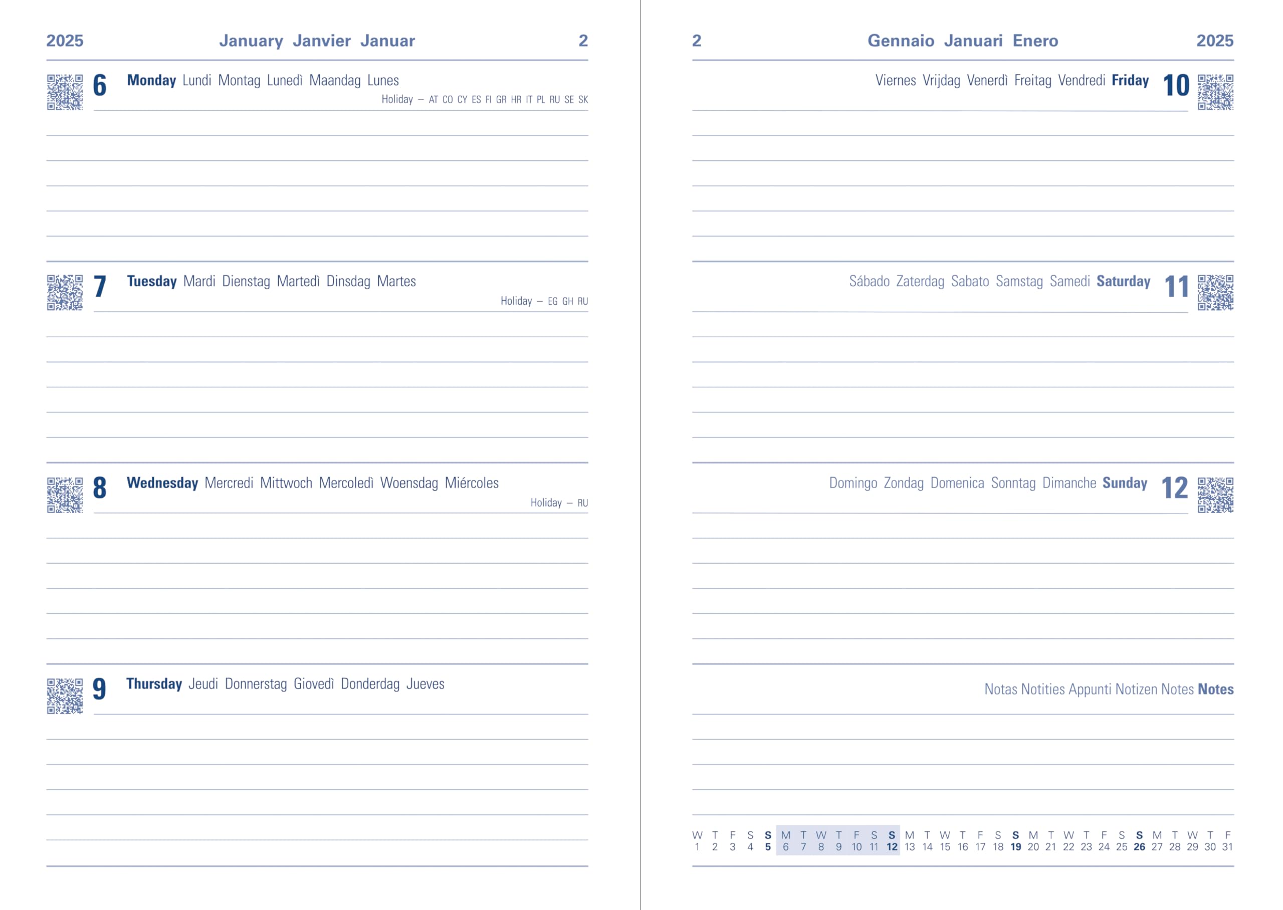 Letts of London Memo A5 week to view 2025 diary – red – BigaMart