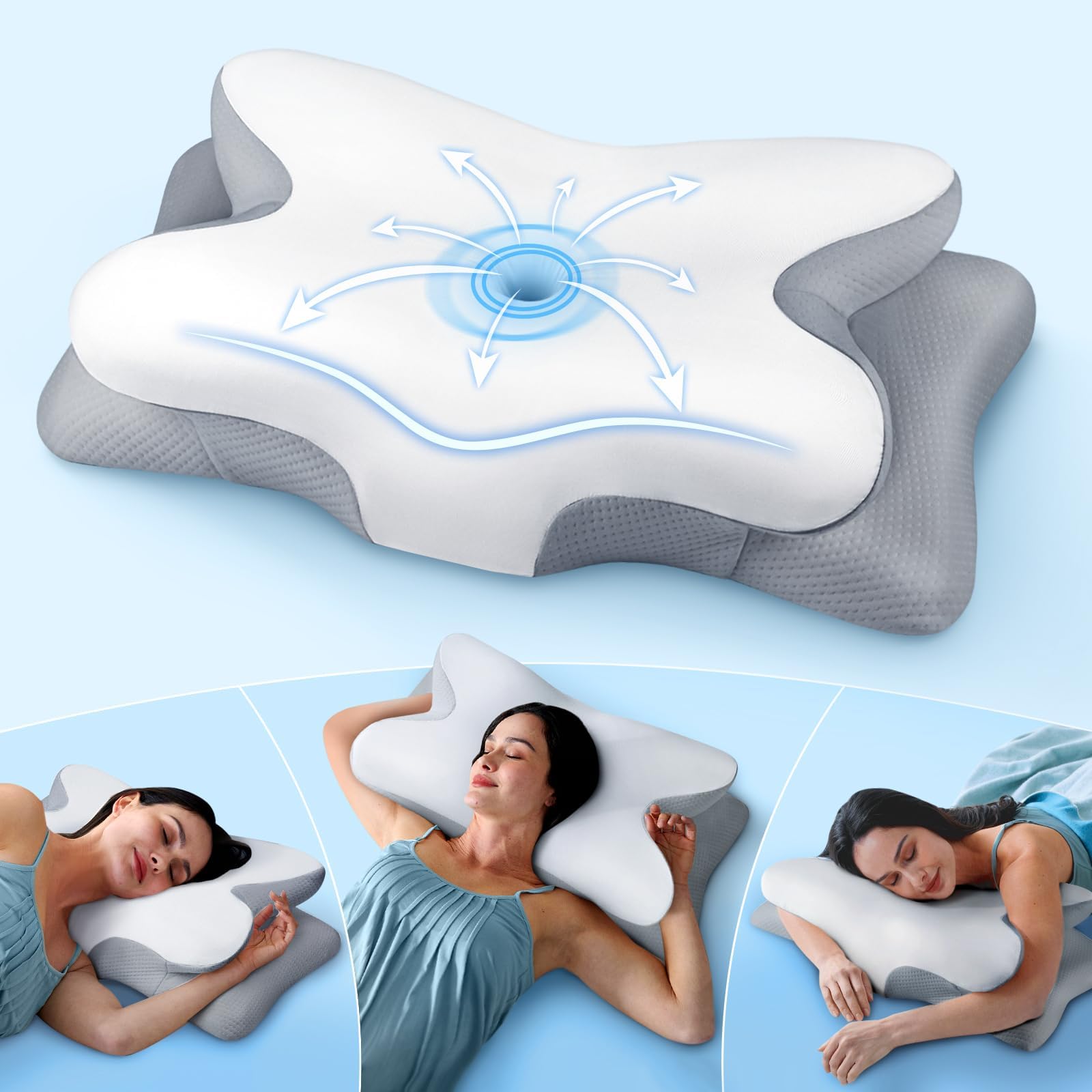 Amazon.com: Cervical Neck Pillow, Pillows for Neck and Shoulder Pain ...