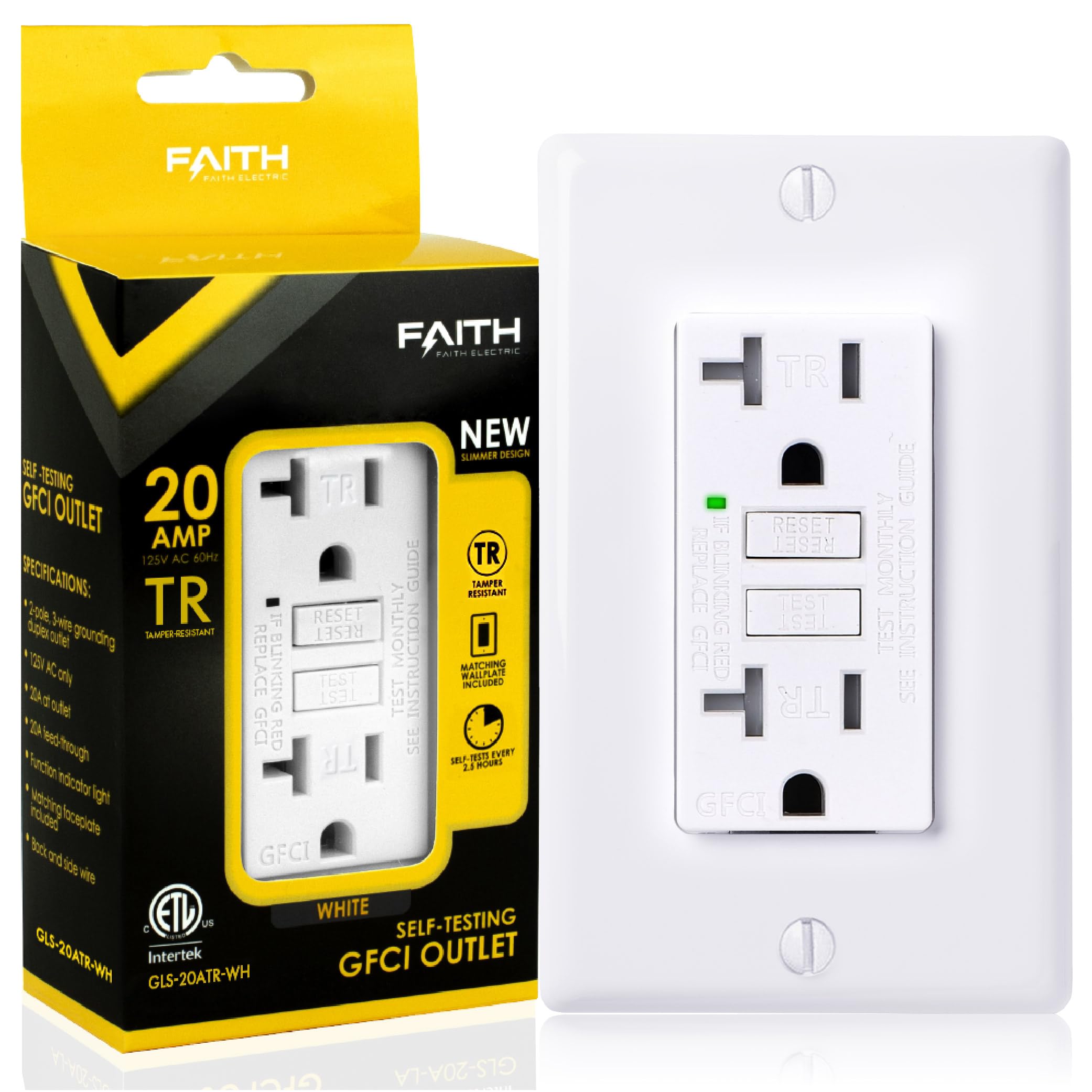 Snapklik.com : 20A GFCI Outlet, ETL Listed, Tamper-Resistant GFI Duplex ...
