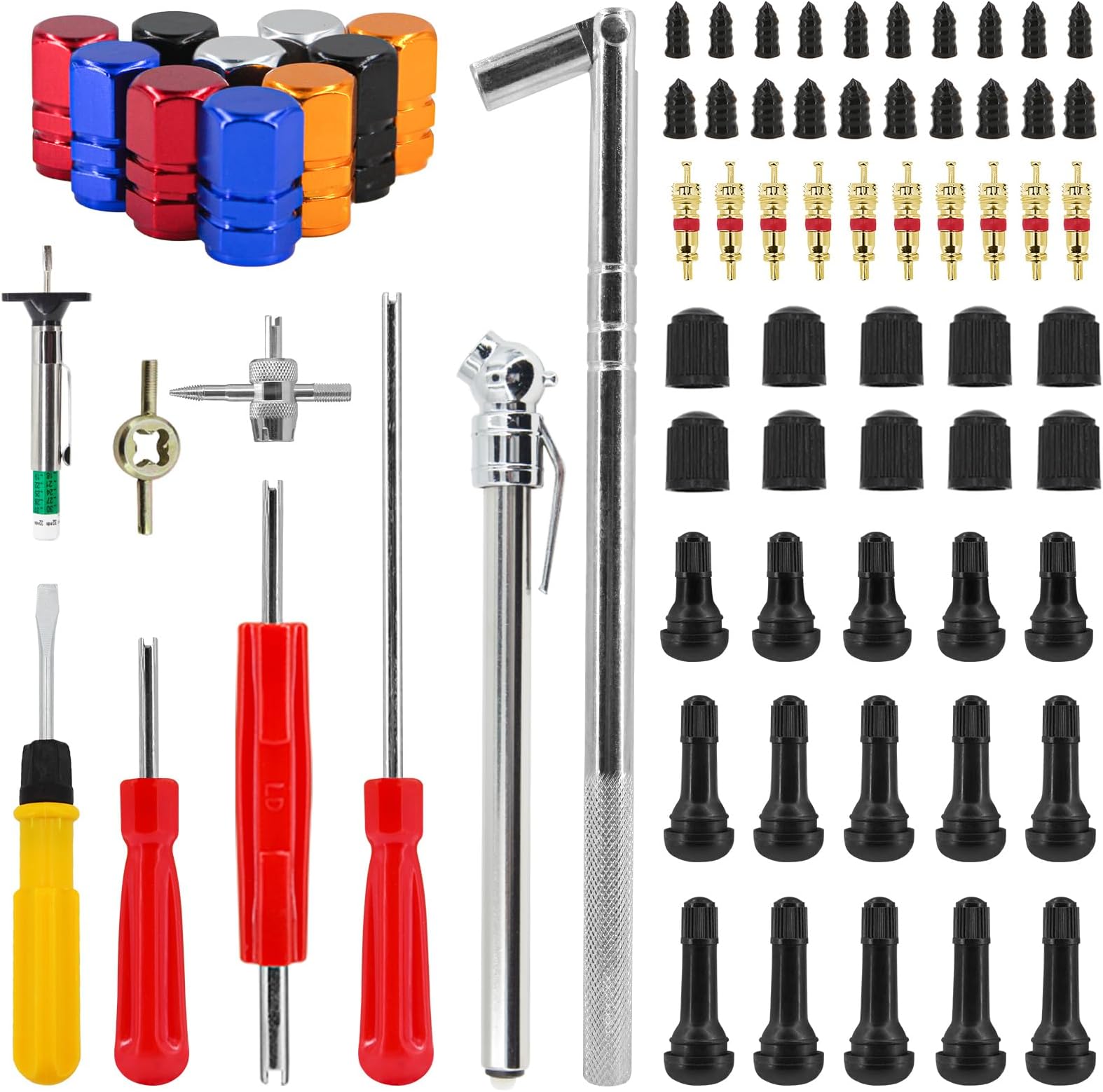 Amazon.com: 74pcs Valve Stem Removal Tool,Tire Snap,4 Way Valve Core ...
