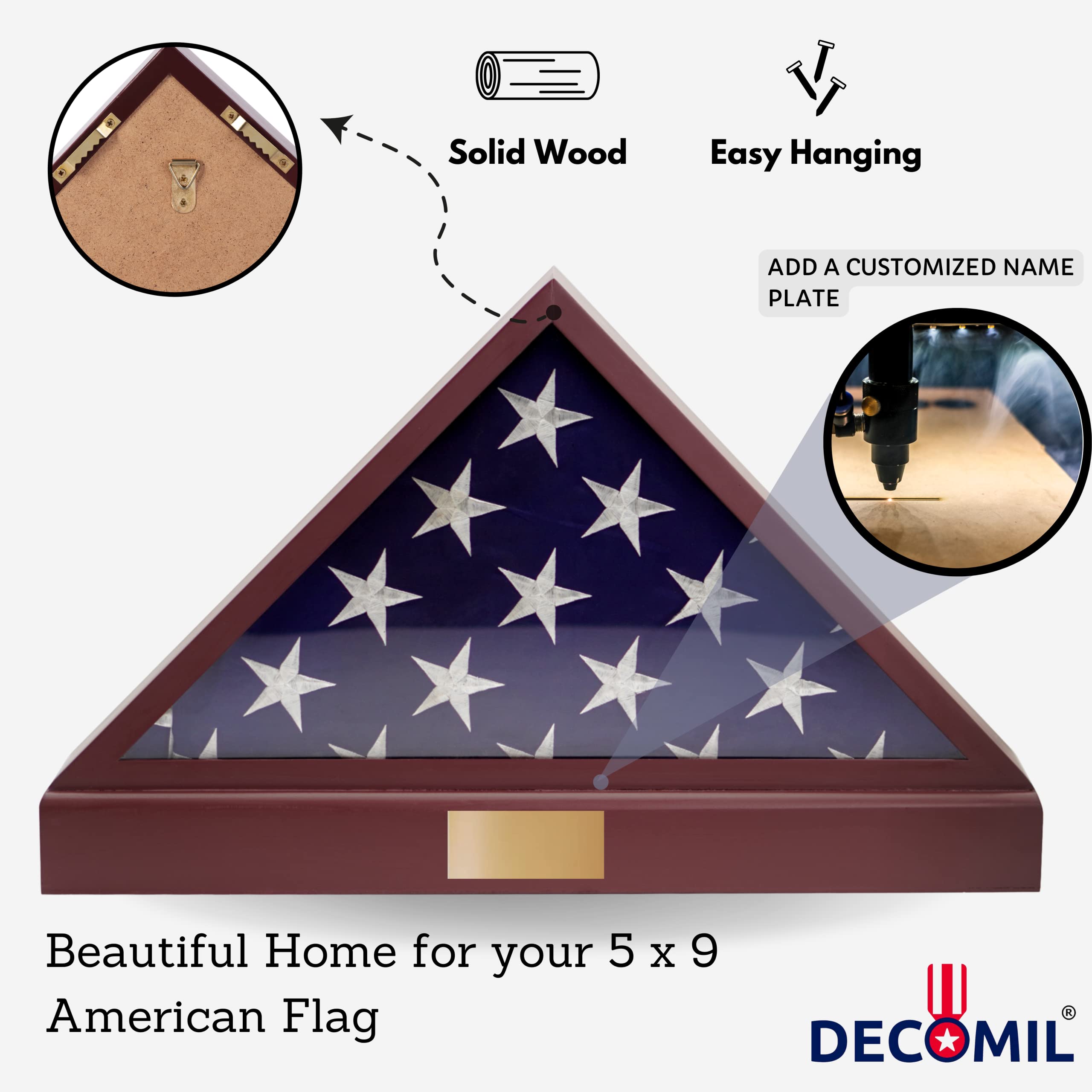 Veteran Flag Display Case Engraved Plates Amazon.com Personalized
