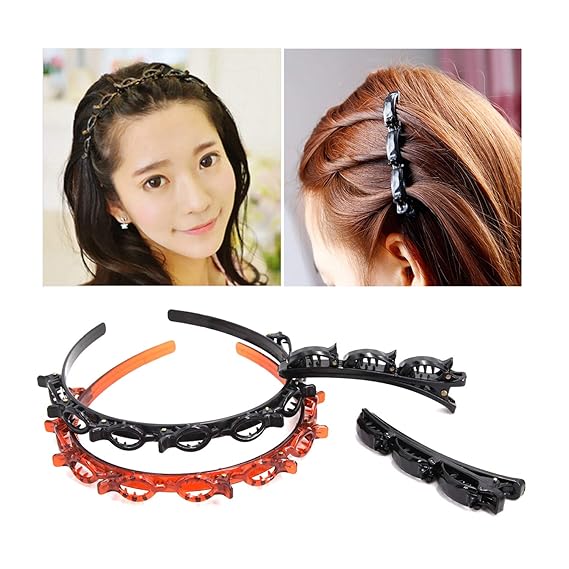 Amazon.com : Fashion Double Layer Band Twist Plait Headband Hairpin ...
