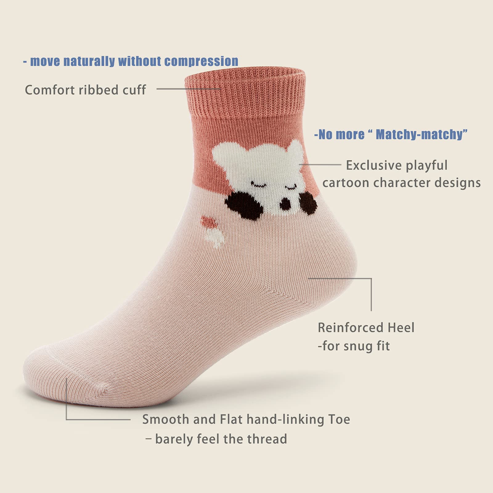 Snapklik.com : Big Girls Cotton Crew Socks Kids Seamless Toe Socks ...