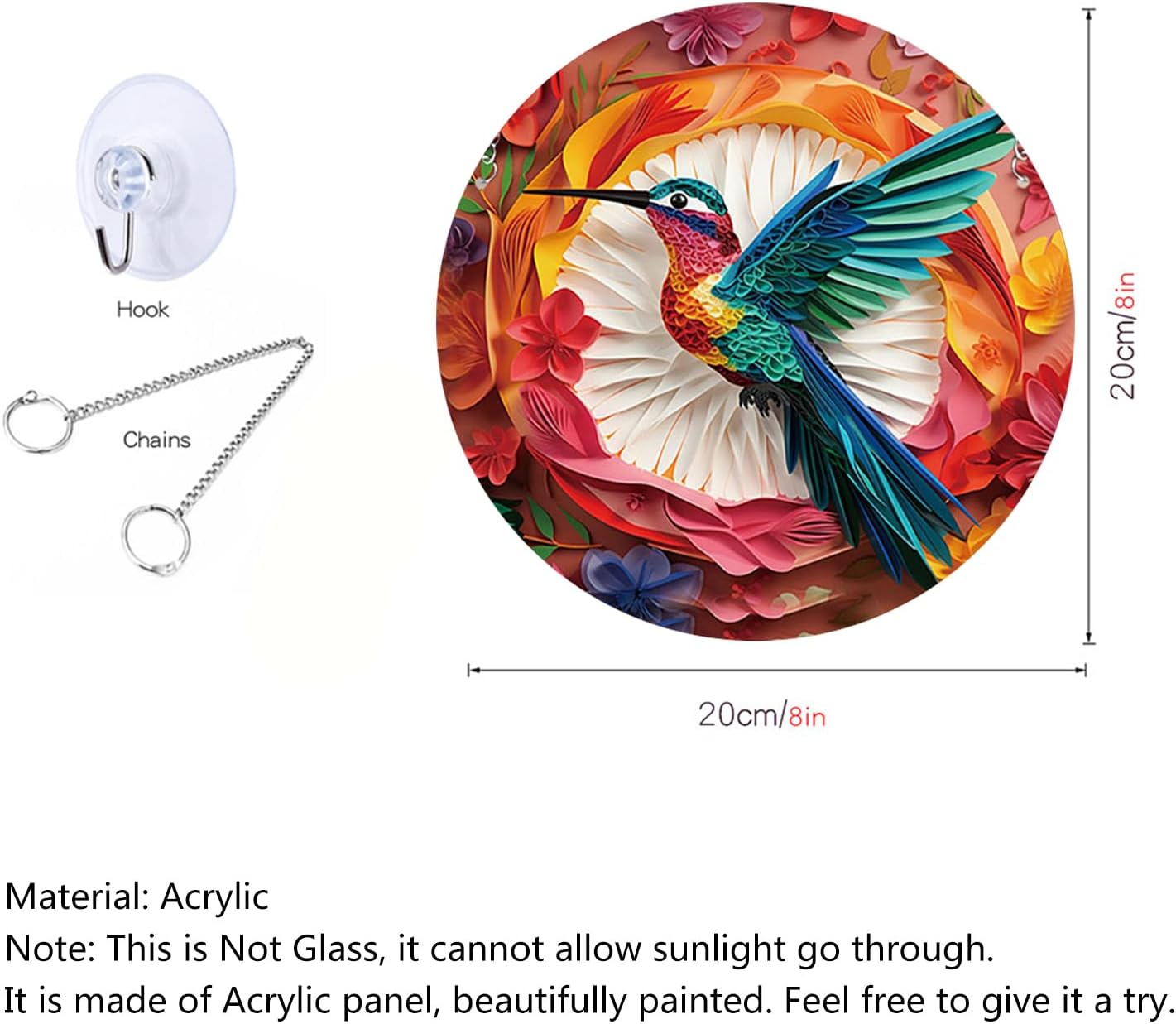 MATIHAY Colibrí de ensueñopavo realunicornio acrílico para ventana ...