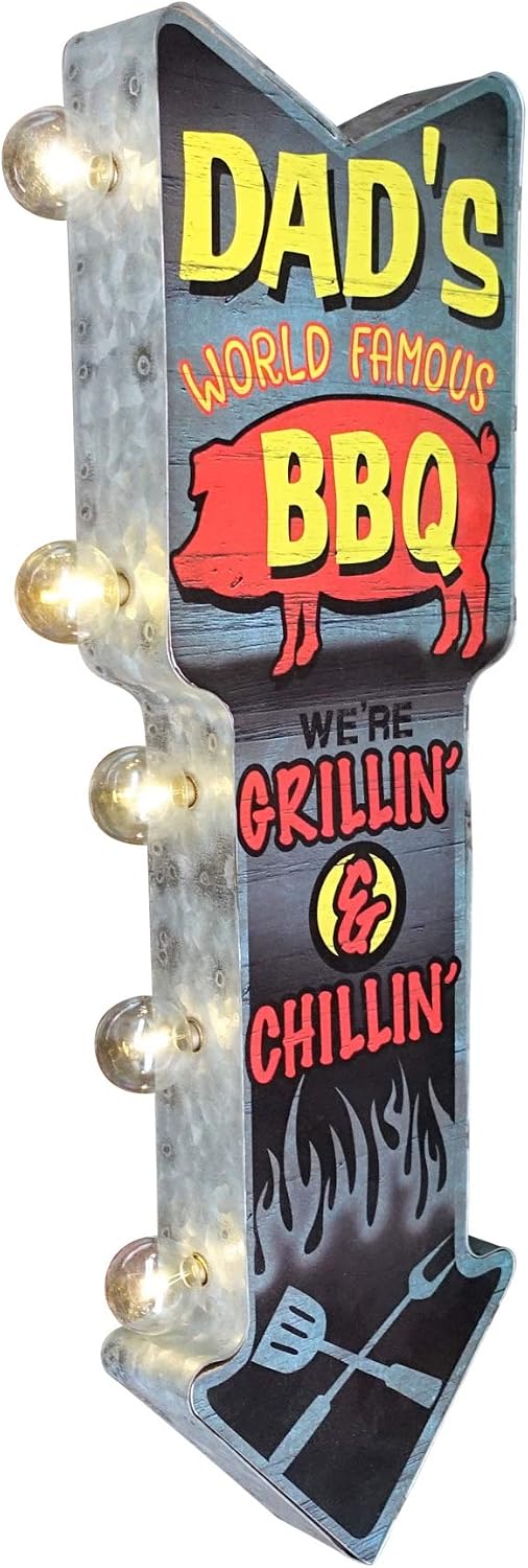 Amazon.com : BBQ Double-Sided Marquee Sign With Vintage Print And LED ...