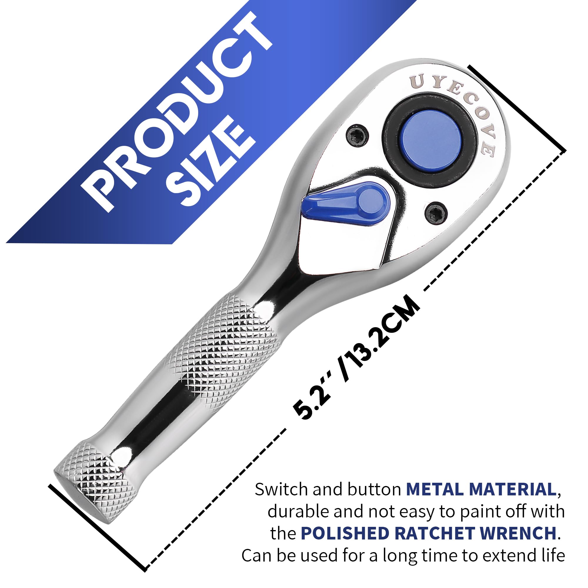 Snapklik.com : UYECOVE 1/2 Inch Drive Ratchet Wrench, 1/2 Stubby ...