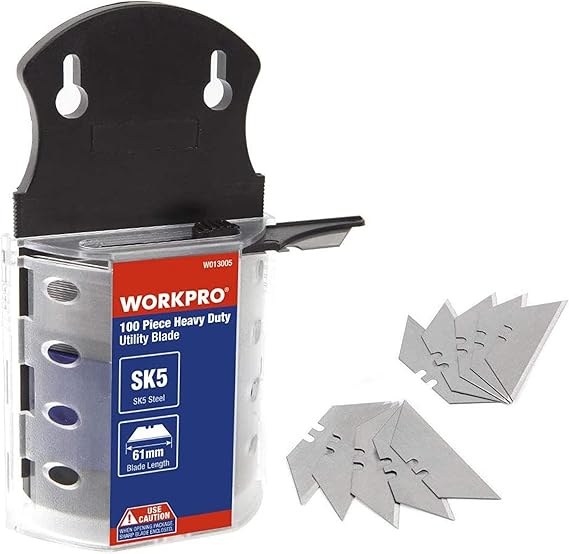 Amazon.com: WORKPRO Utility Knife Blades, SK5 Steel, 100-Pack with ...