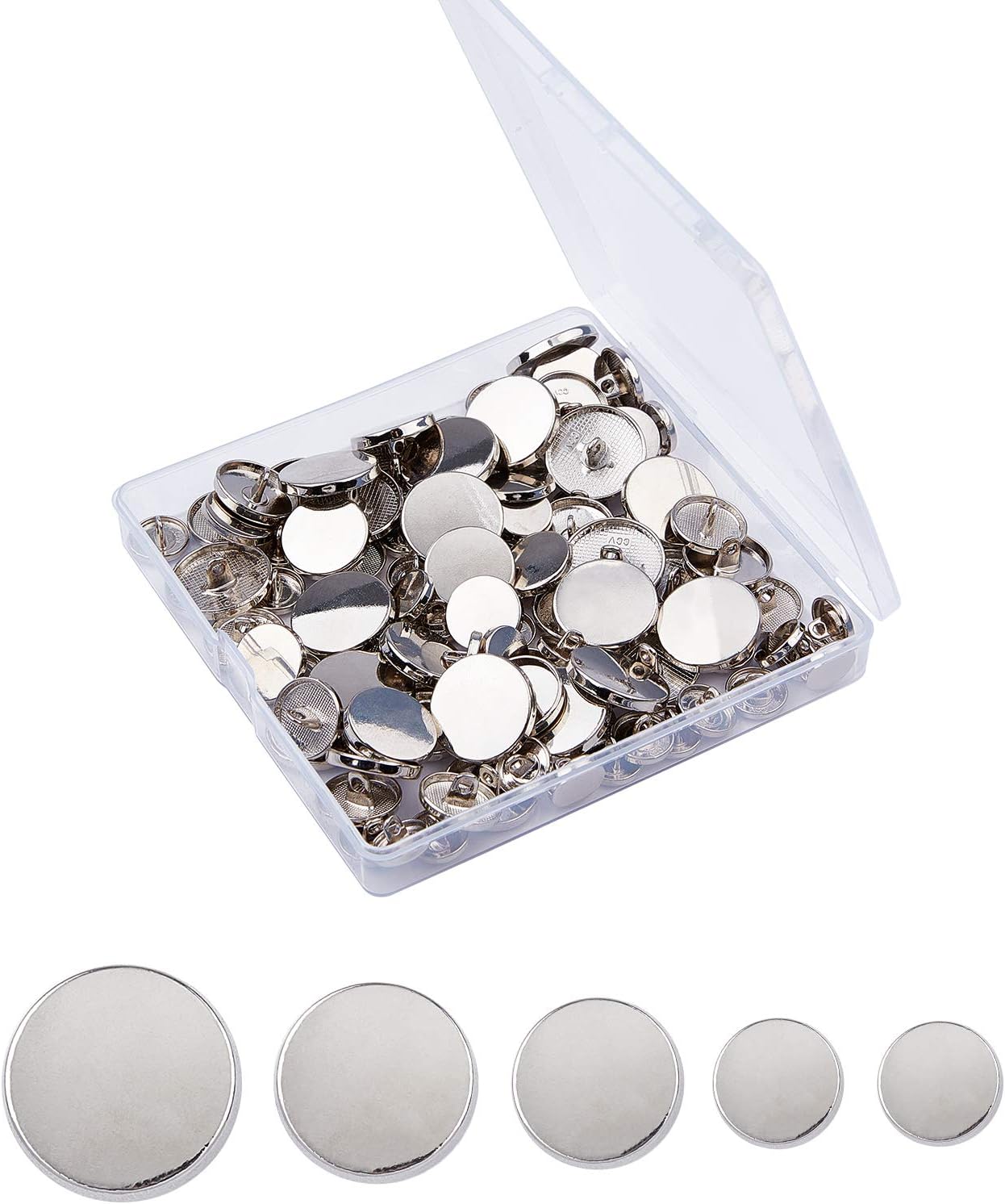 Amazon.com: 30 Pieces Metal Flat Button Alloy Shank Button Round Shaped ...