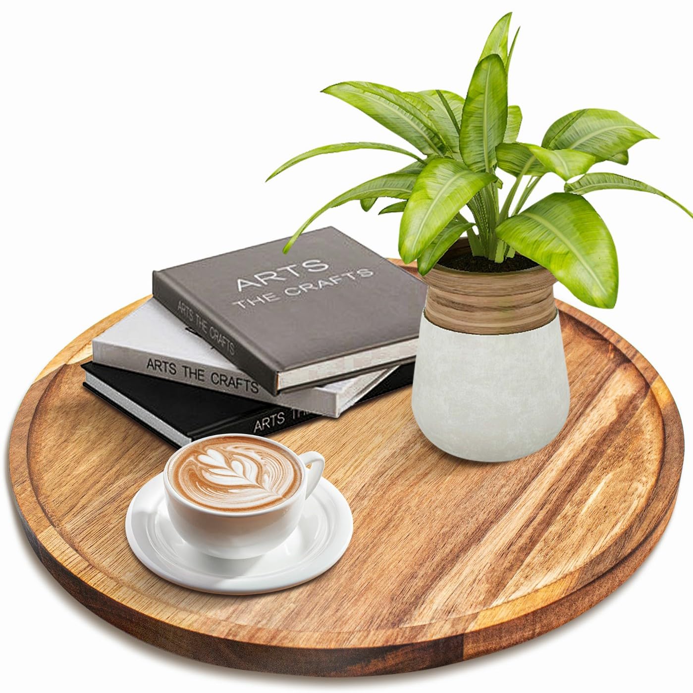Amazon.com: 11.5 Inches Round Wood Tray,Coffee Table Tray for Home ...