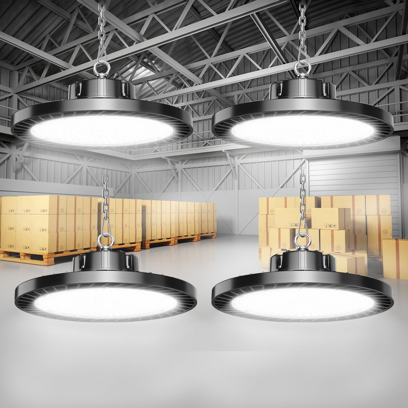 ONLYLUX UFO LED High Bay Lights 300W 4Pack 45000lm Super Bright 6000K ...