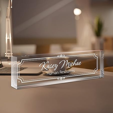 Amazon.com: Gowelly Office Engraved Acrylic Name Plate For Desk |Desk ...