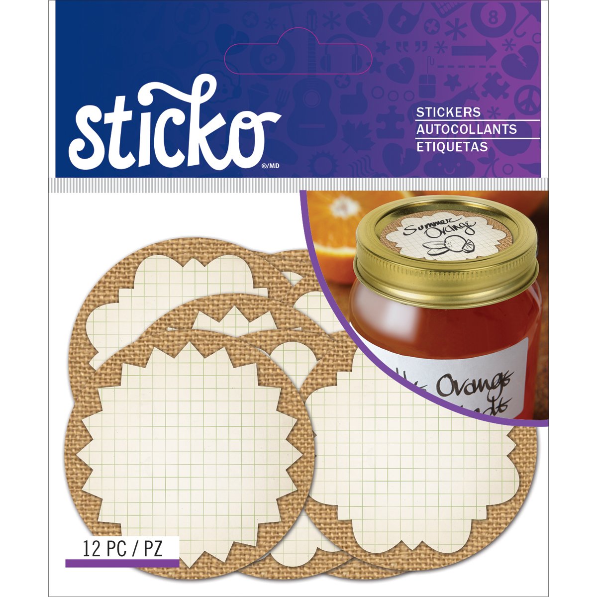 Amazon.com: Sticko E5272058 Label Burlap Mason Jar Labels Stickers ...