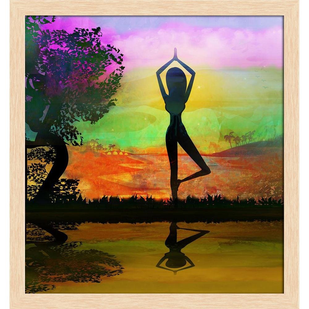 Yoga Asana Paintings Yoga Pose D2 Canvas Painting Synthetic Frame