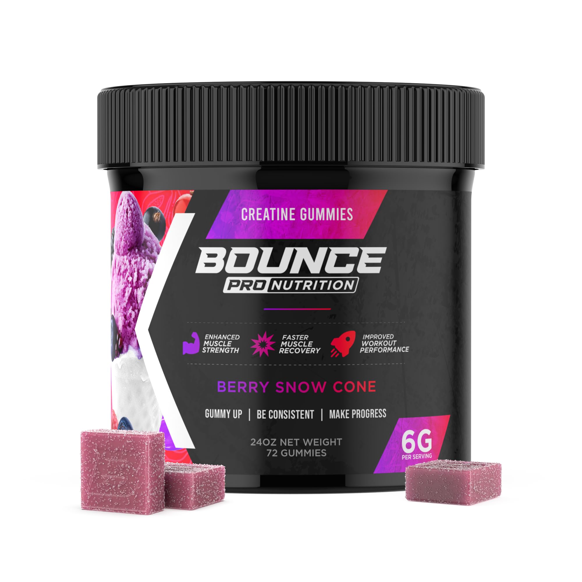 Amazon.com: Bounce Pro Creatine Monohydrate Gummies for Men & Women, Low Calorie, 6G of Creatine ...