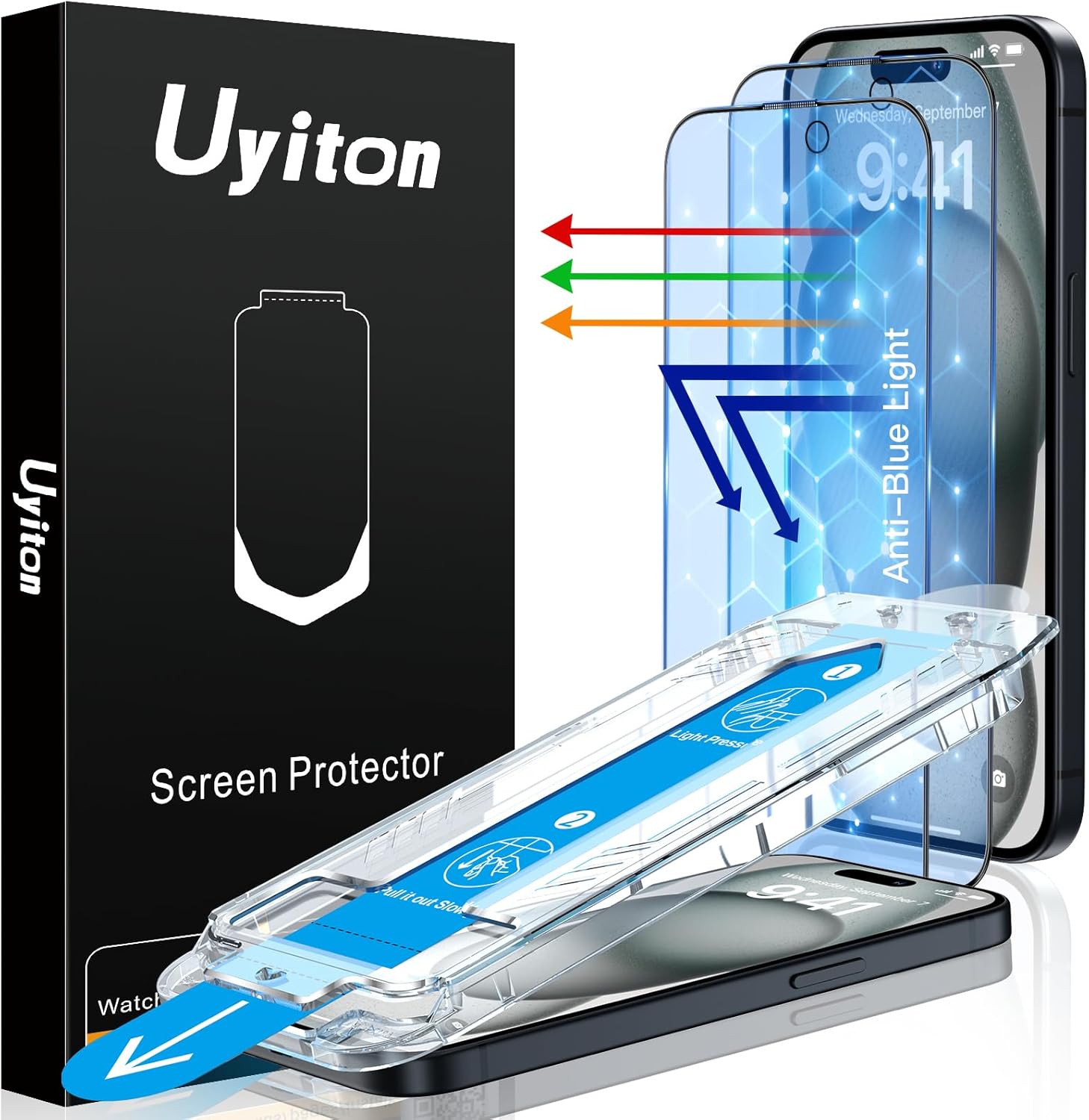 Amazon.com: Uyiton Anti-Blue Light for iPhone 15 Plus Screen Protector ...
