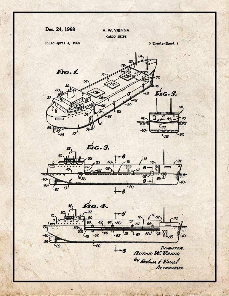 Amazon.com: Cargo Ships Patent Print Old Look with Border (8.5" x 11 ...