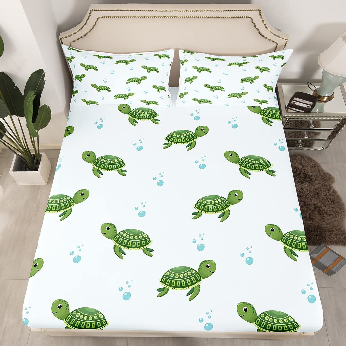 Amazon.com: Green Sea Turtle Bedding Sets Blue Ocean Bed Sheets for ...