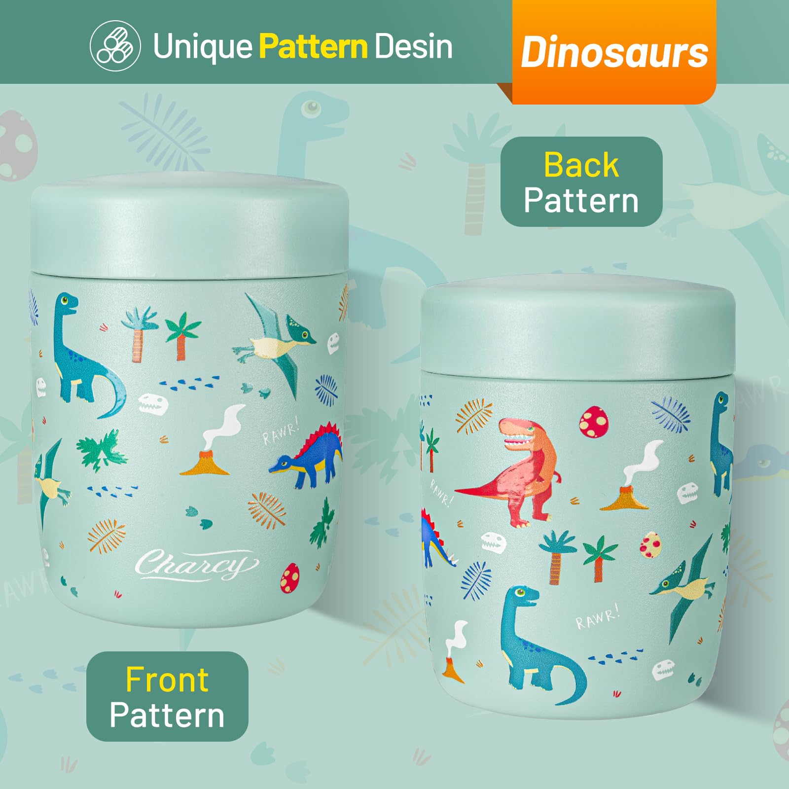 Snapklik.com : Charcy 9oz Stainless Steel Vacuum Insulated Kids Food Jar