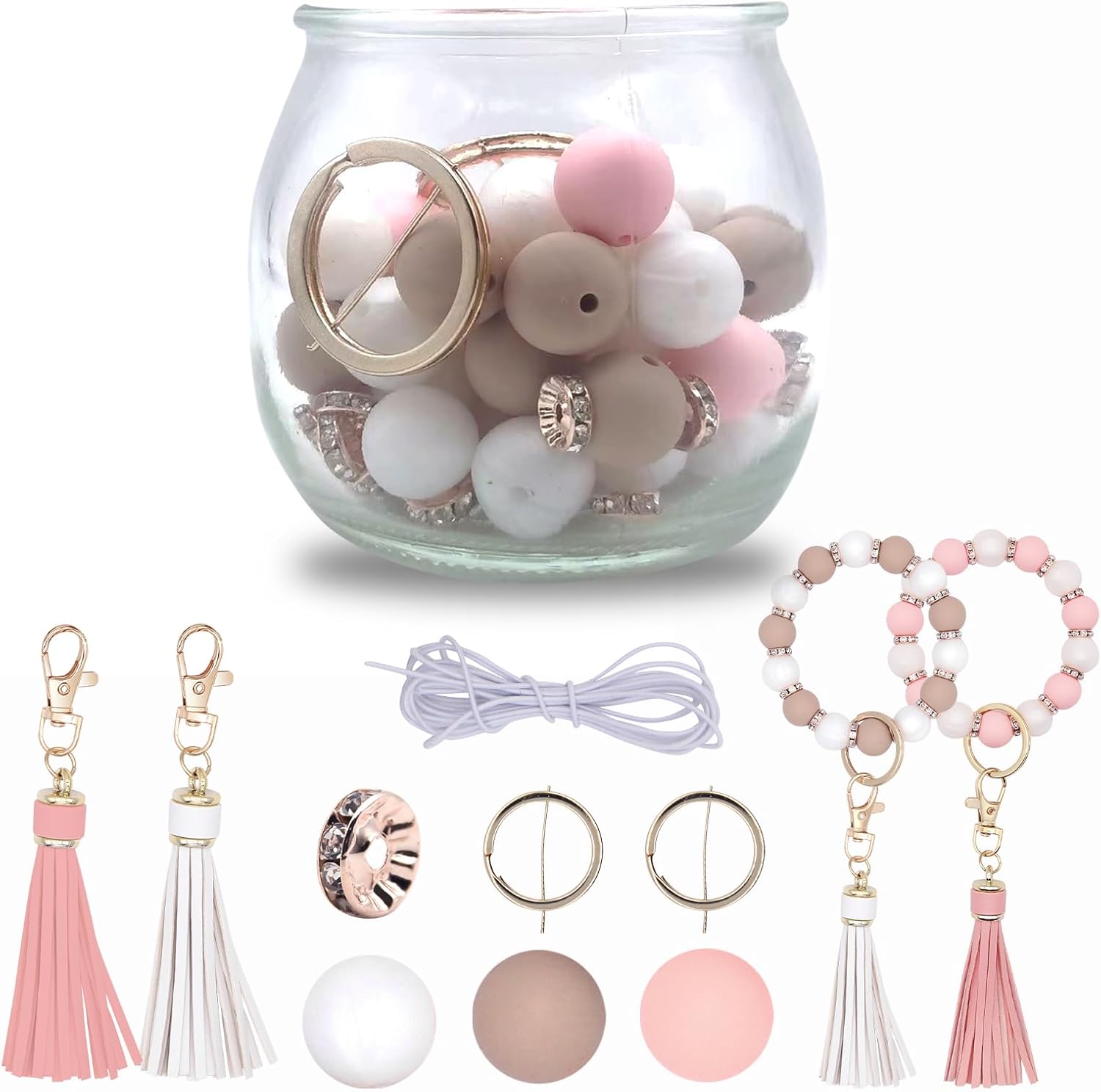 Amazon.com: YOKUSHI Silicone Beads for Keychain Making Kit, 15mm ...