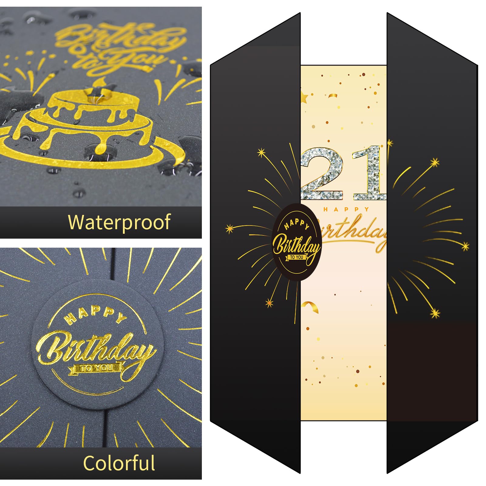 Snapklik.com : Happy 21st Birthday Decorations - Black & Gold Guest ...