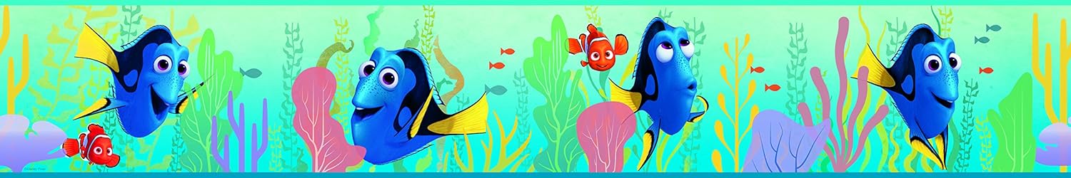 York Wallcoverings Kids III Disney Pixar Finding Dory Border, Blues ...