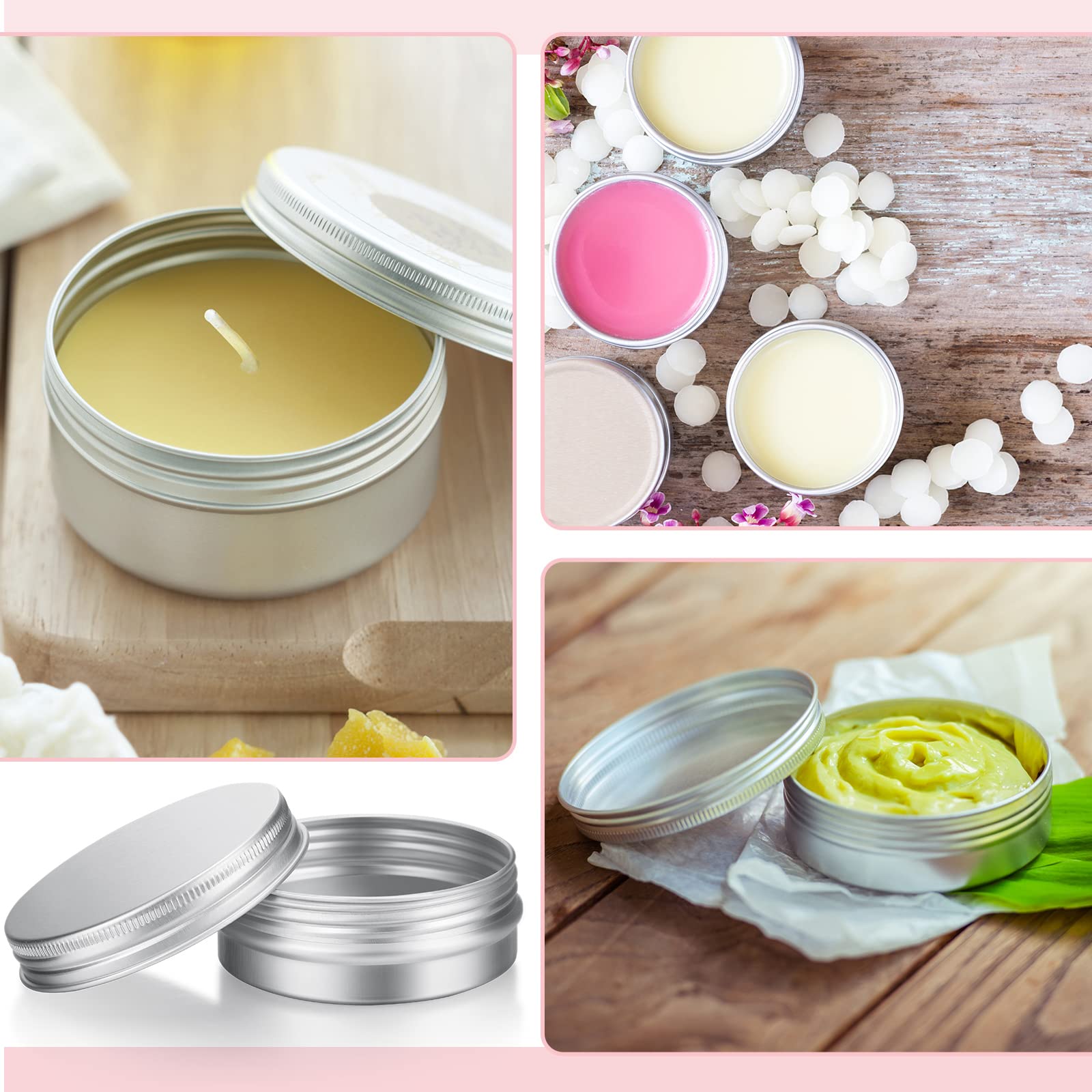 64 Pieces Screw Top Round Tin Cans Aluminum Tin Jar with Screw Lid, Lip ...