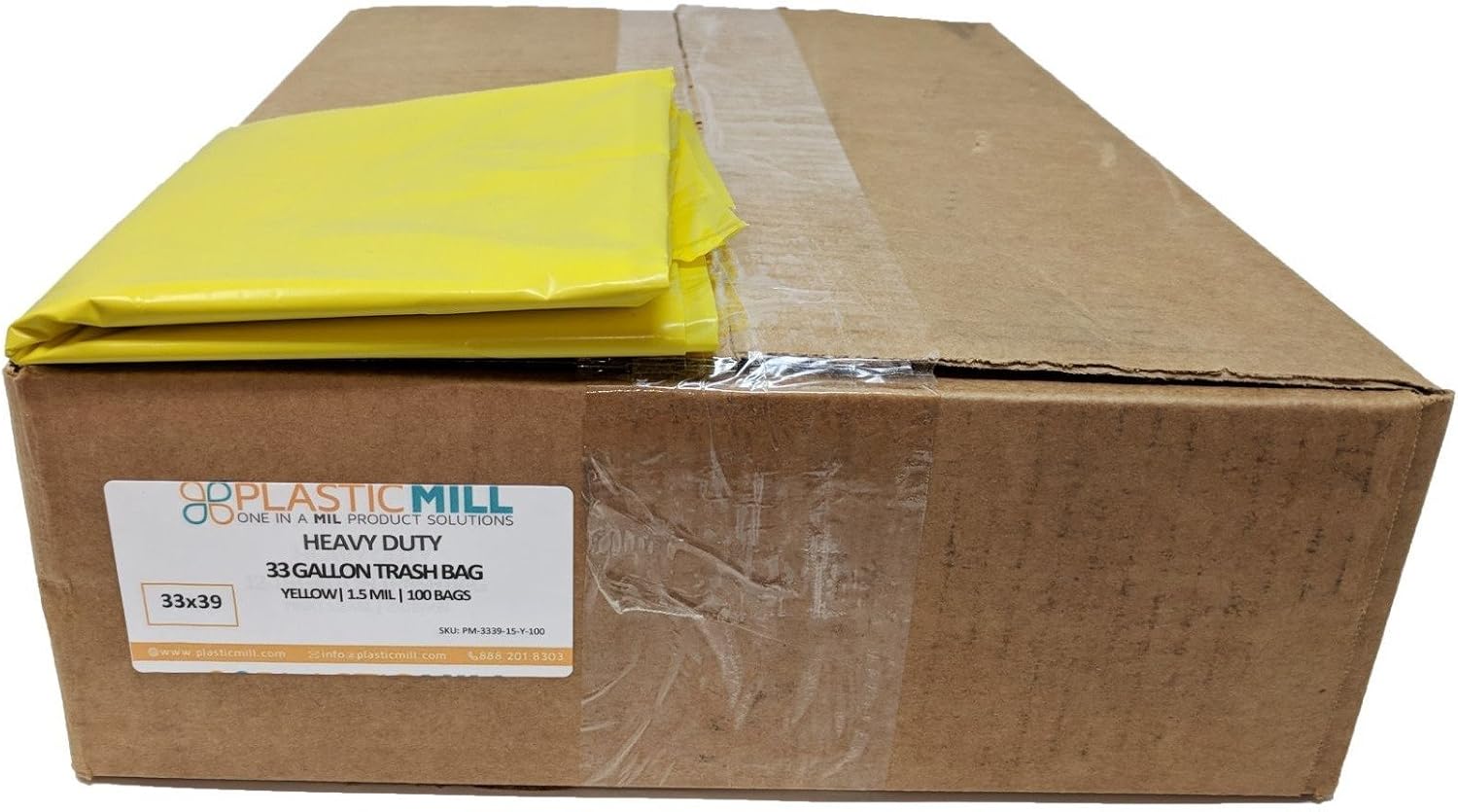 Amazon.com: PlasticMill Heavy Duty Trash Bags - Yellow Garbage Bags ...