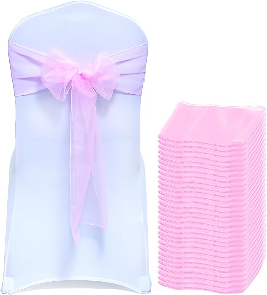 Amazon.com: MDS Pack of 50 PCS Organza Chair Sashes Wider Dining Chair ...