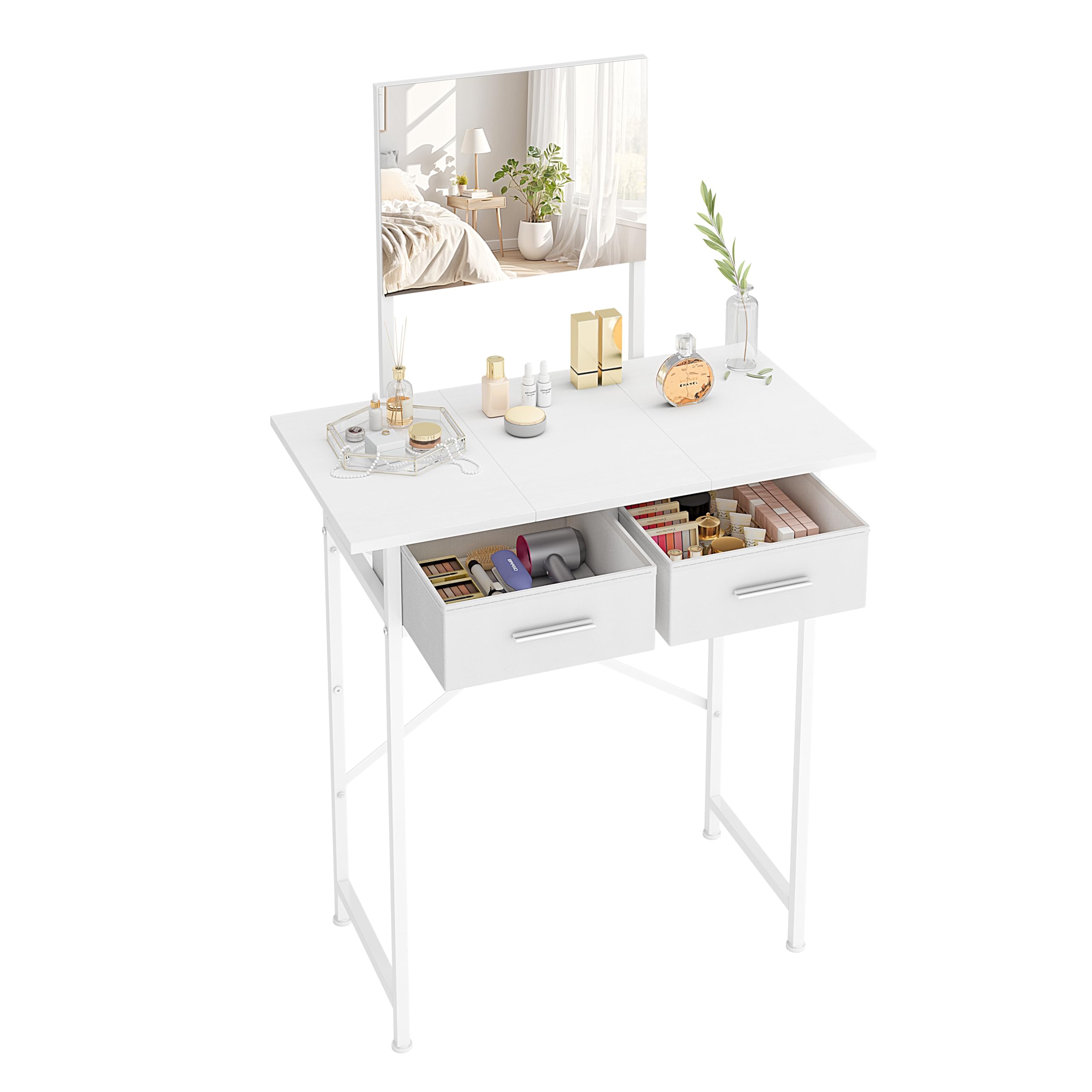 Amazon.com: Dmticoasis Small Vanity Desk with Mirror, Compact Makeup ...