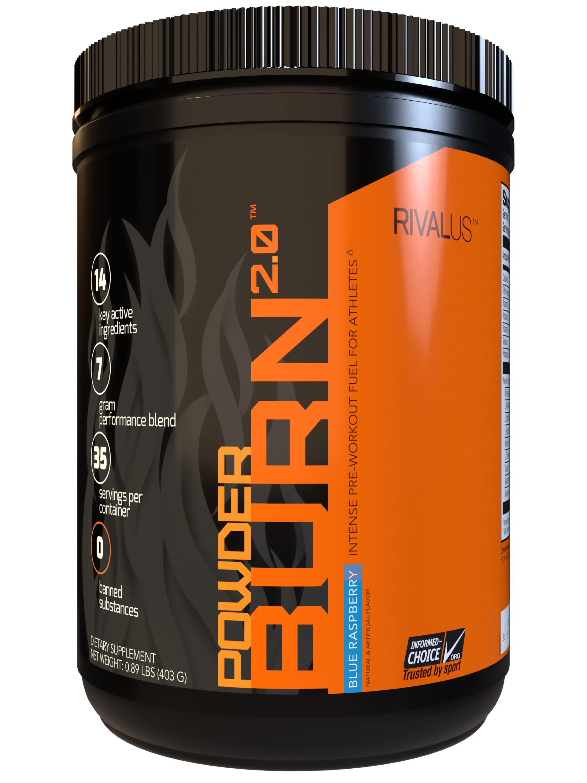 Amazon.com: Rivalus Powder Burn 2.0 Pre Workout Supplement, Blue ...