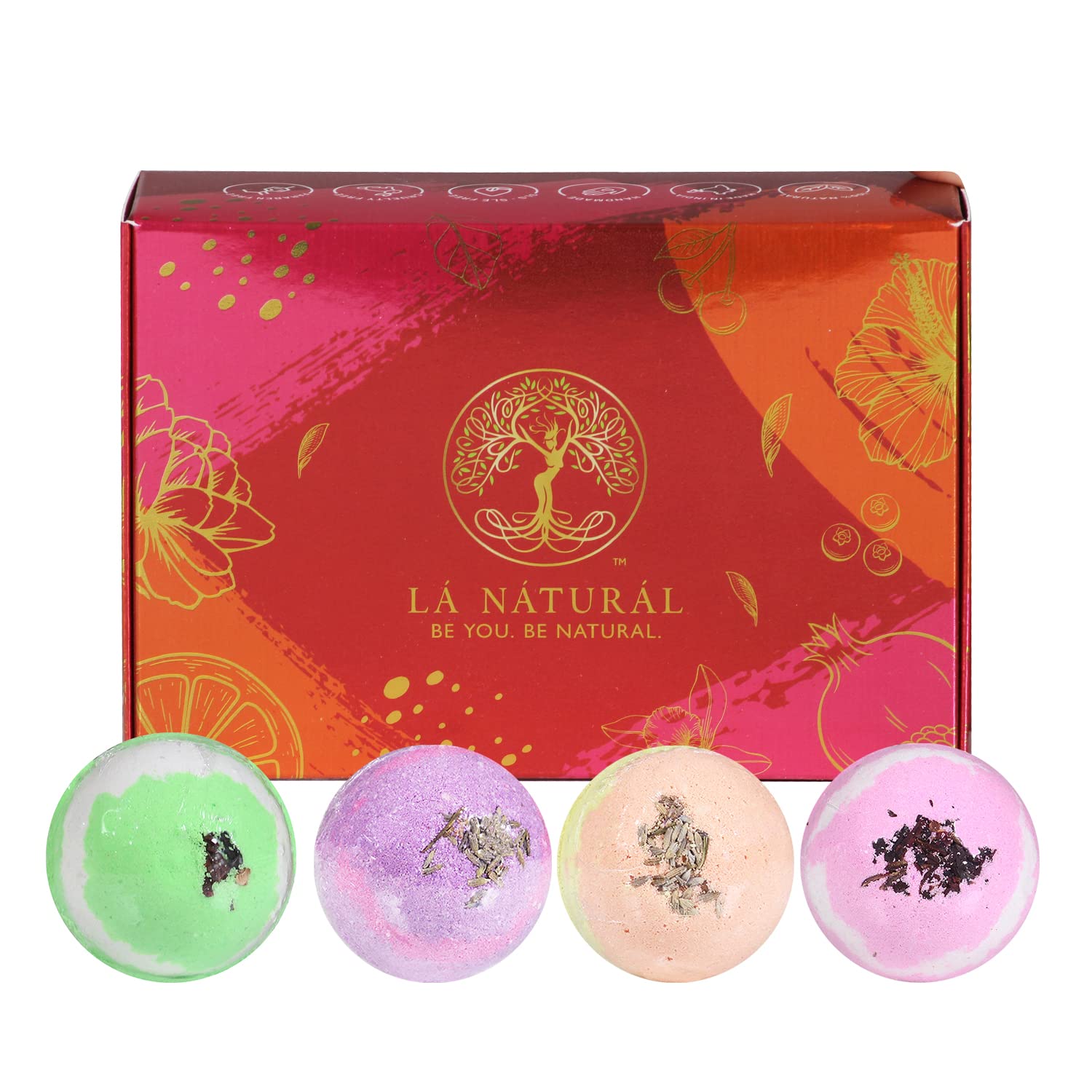 LA NATURAL Handmade Assorted Bath Bombs Combo | Lavender, Rose, Orange ...