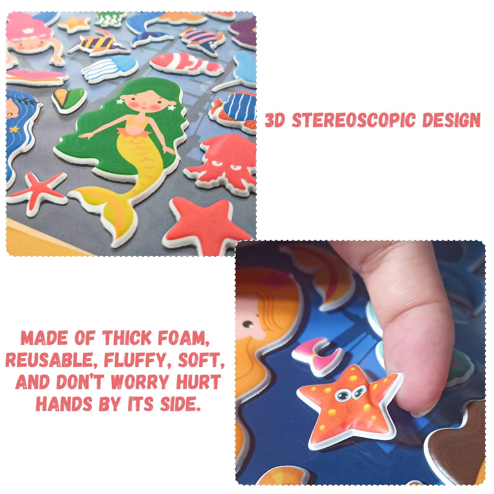 Snapklik.com : Mermaids 3D Puffy Sticker Activity Book 100 Reusable ...