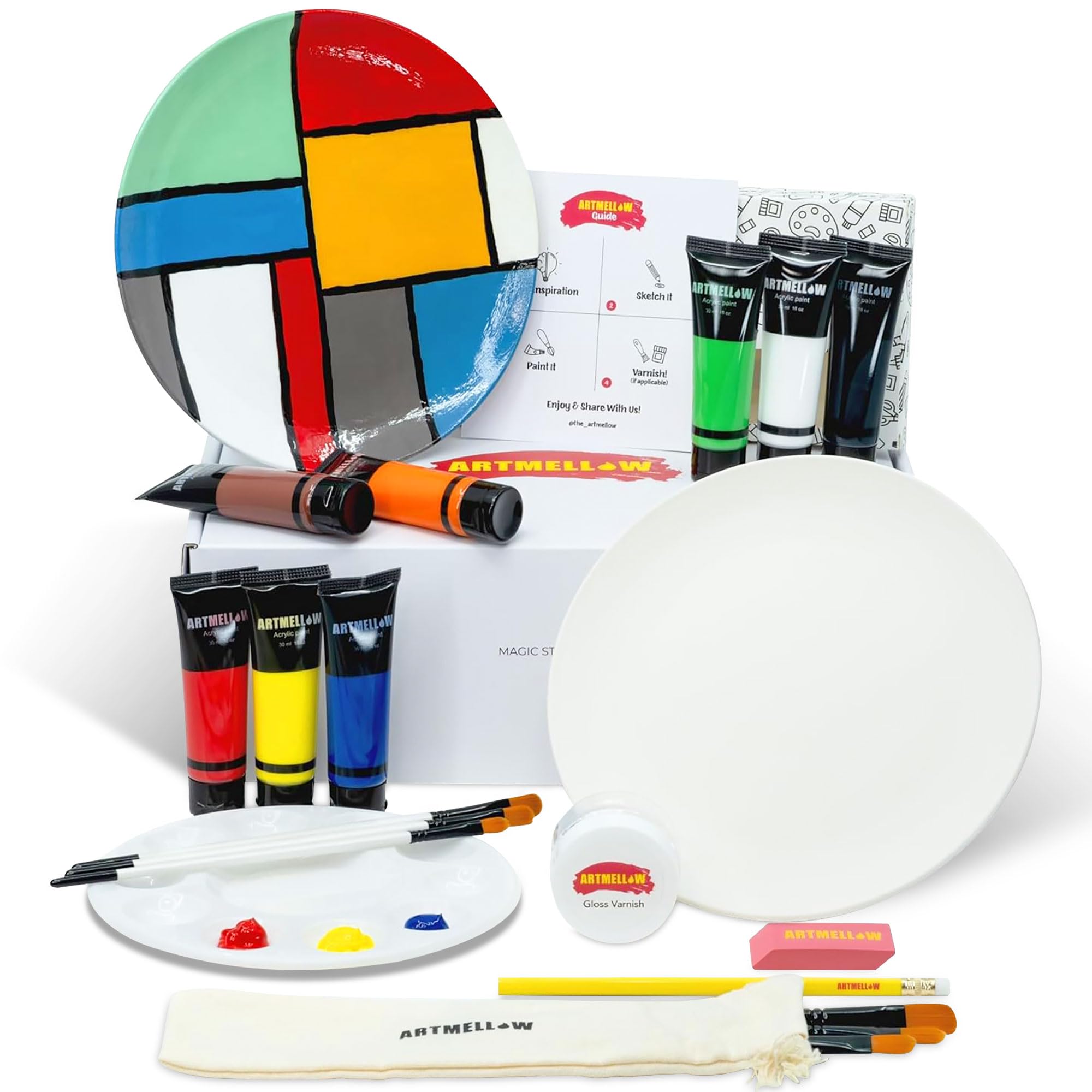 Amazon.com: ARTMELLOW Ceramic Painting Kit for Kids or Adults ...