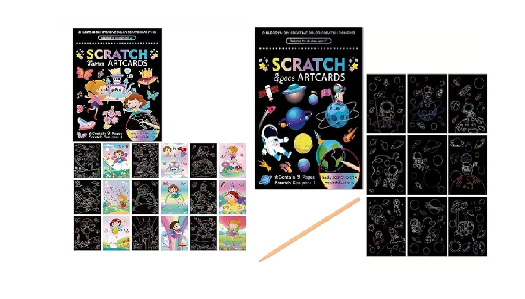 MFH Scratch Painting Art Cards - DIY Magic Colouring Art Scratch Cards ...