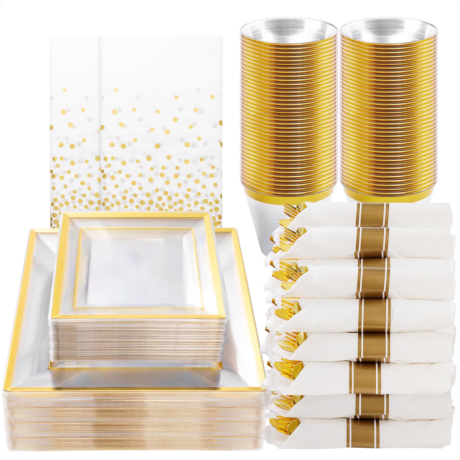 Snapklik.com : Goodluck 352-Piece Clear Plastic Dinnerware Set For 50 ...