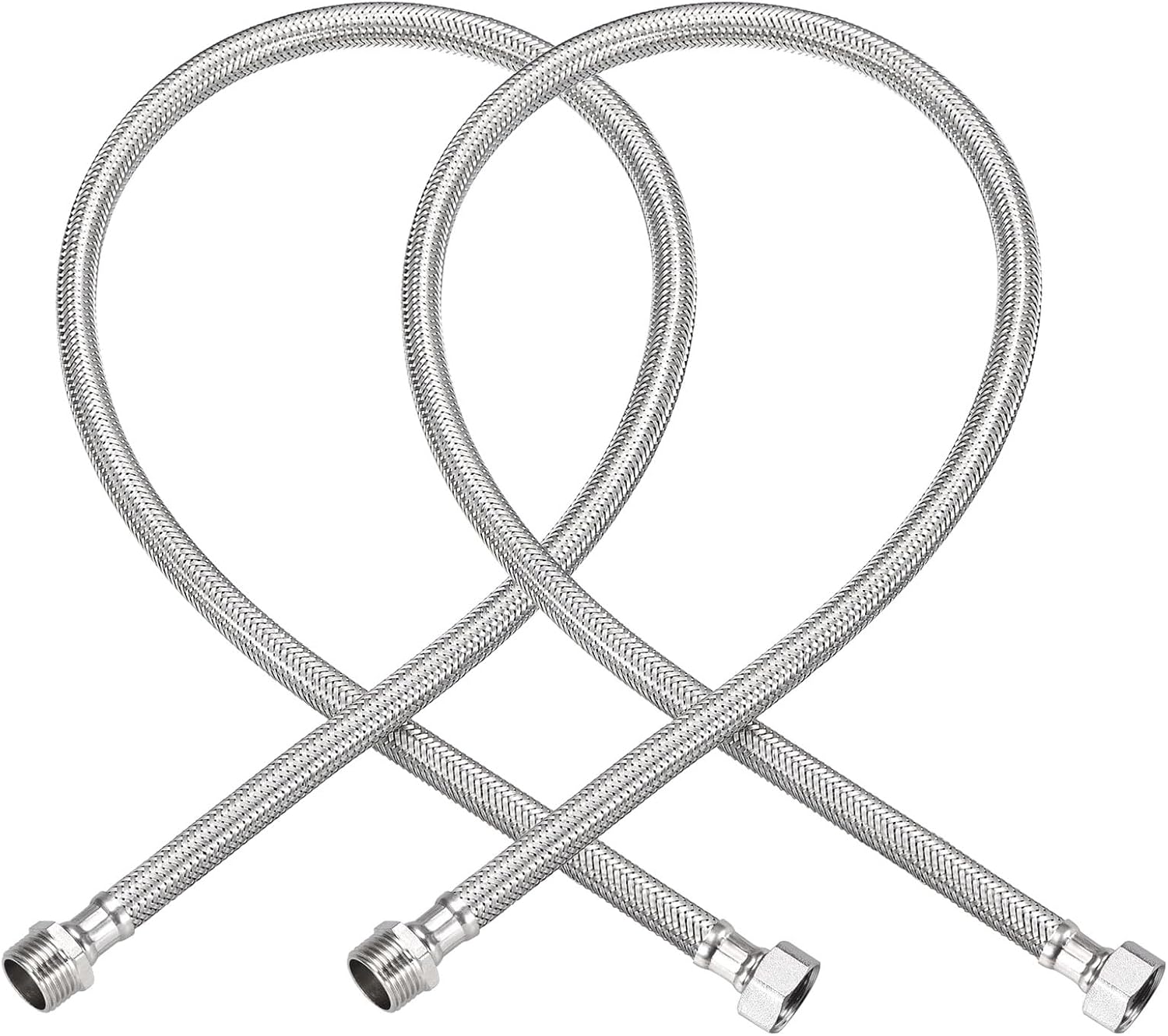 uxcell 32 Inch Long Faucet Supply Line Connector, 2pcs G1/2 Female ...
