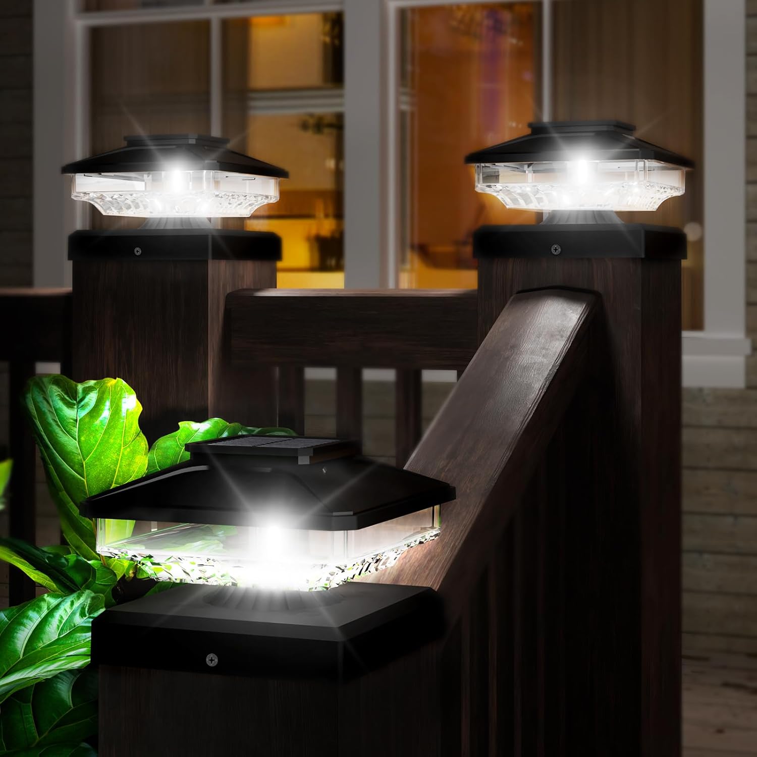 BITPOTT Bright Solar Post Cap Lights 2 Pack, 3-in-1 [4X4/5X5/6X6] Fence ...