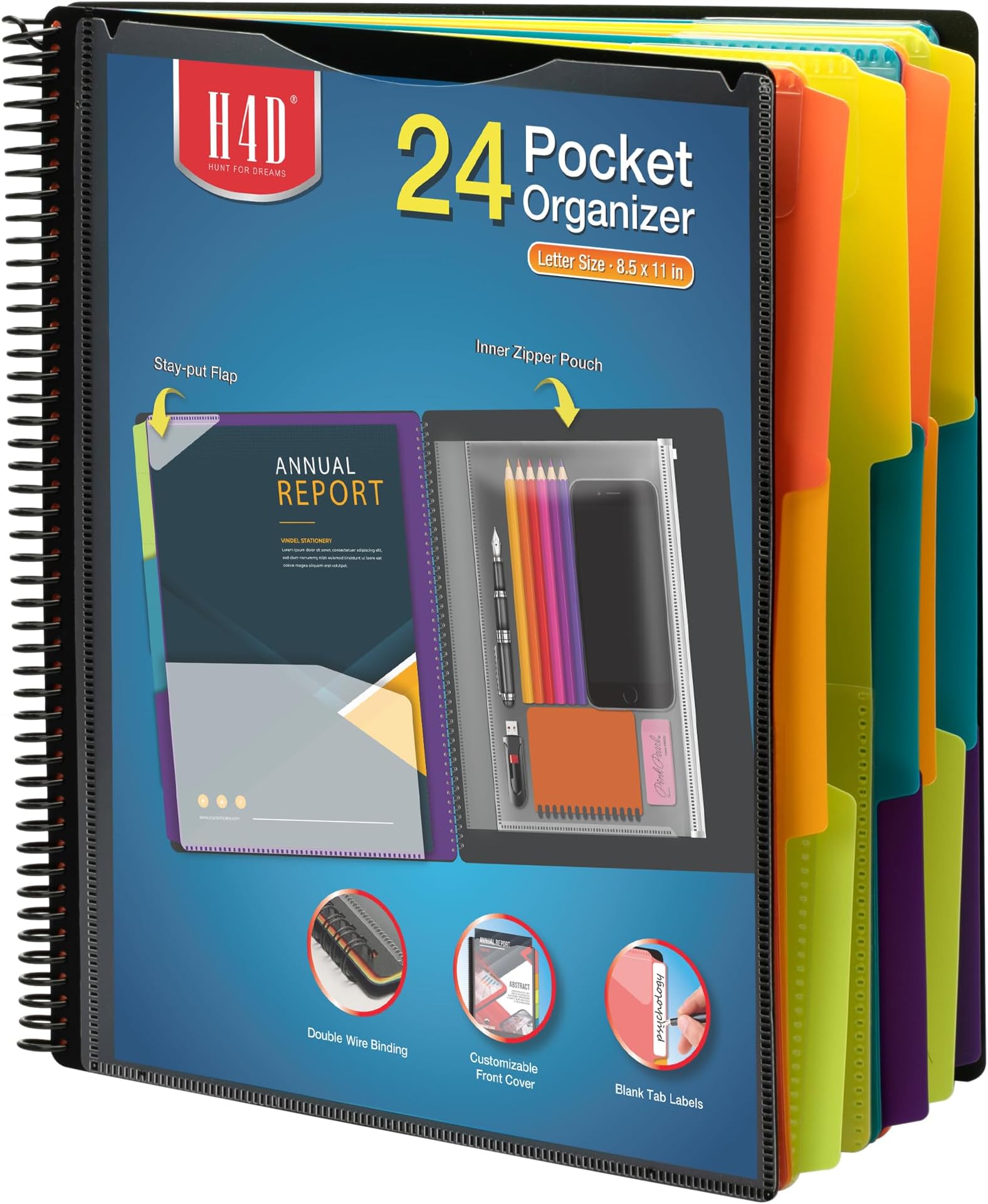 Amazon.com : Performore 24 Pocket Spiral Project Organizer with 12 ...