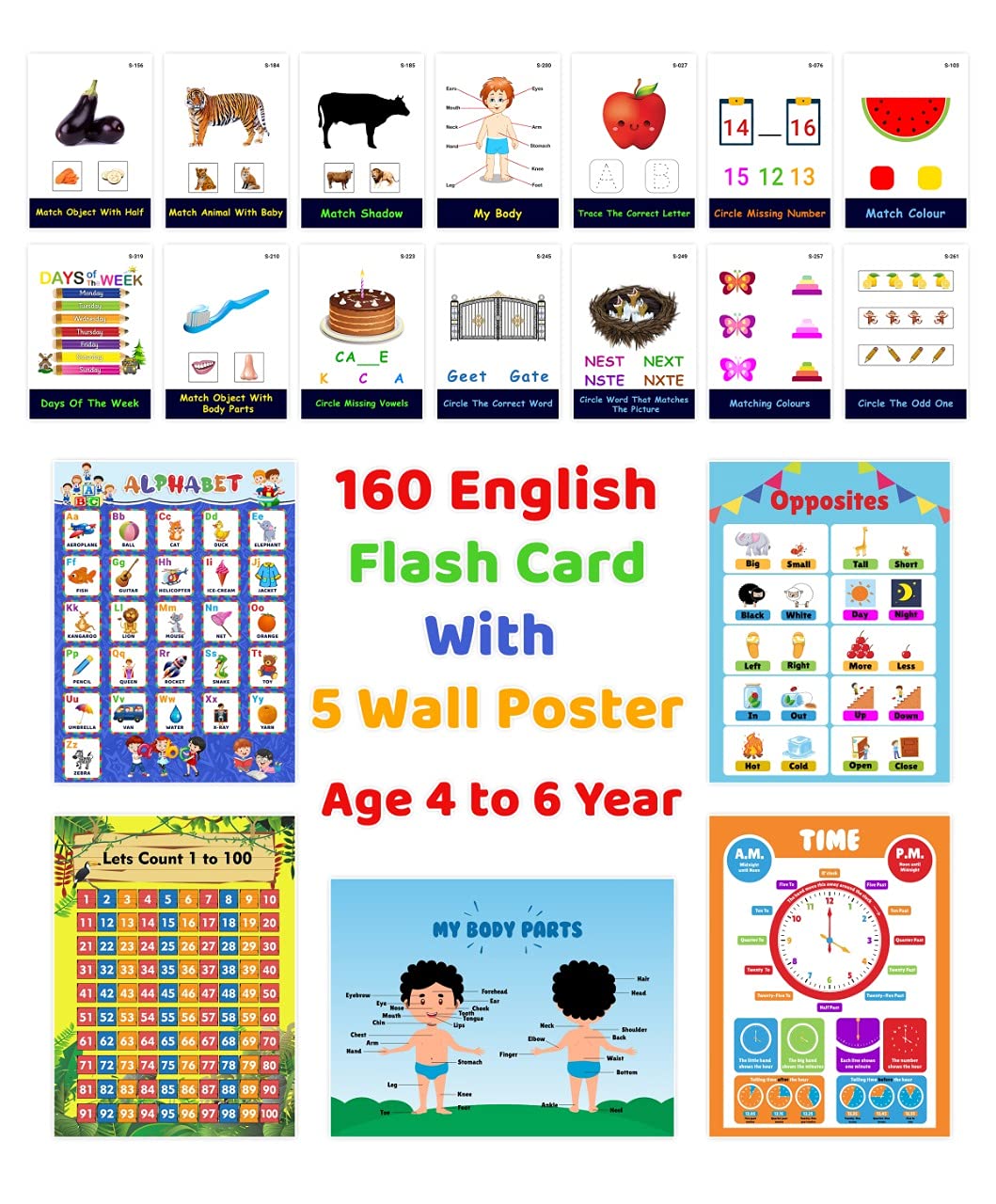 Buy Kids Early Educational Poster (5 Wall Posters) with 160 Learning ...