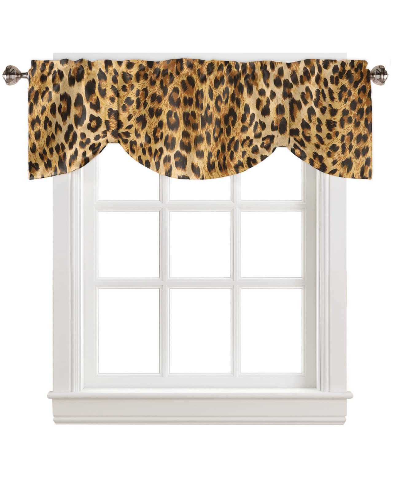 Amazon.com: Tie Up Valances for Windows Leopard Print Wild Animal ...