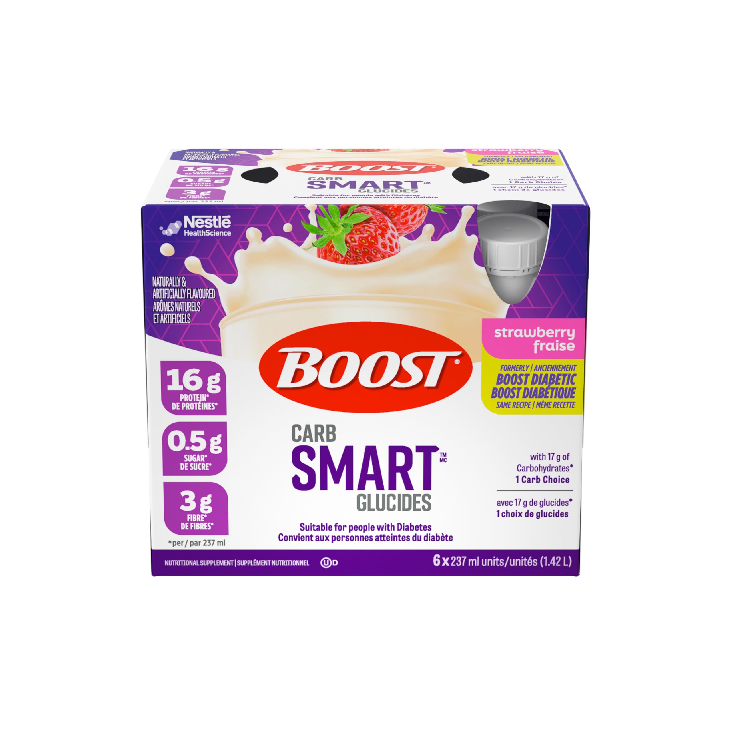 BOOST Diabetic Nutritional Supplement, Strawberry, 6x237ml, Case Pack ...