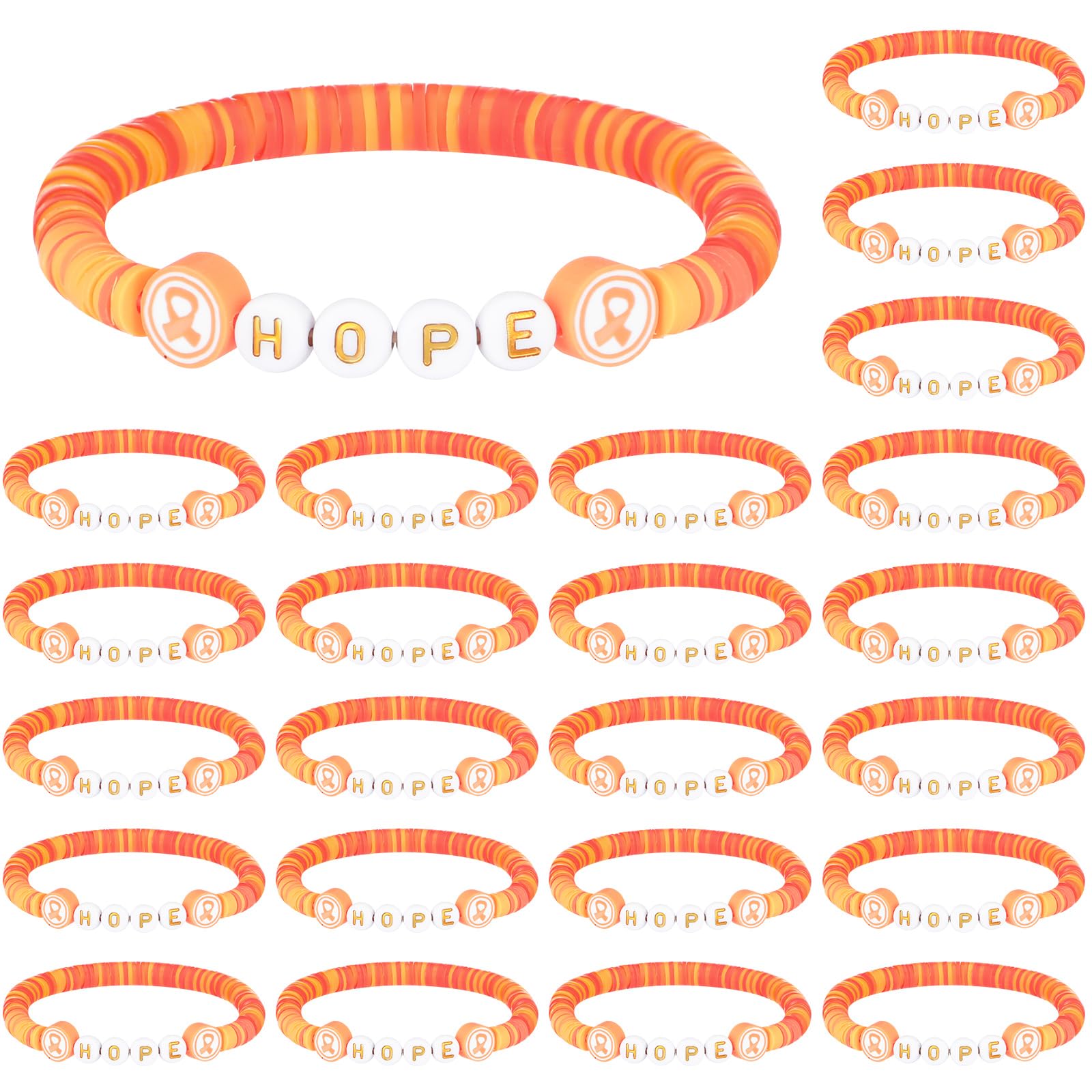Amazon.com: Tondiamo 24 Pcs Orange Leukemia Awareness Bracelets ...