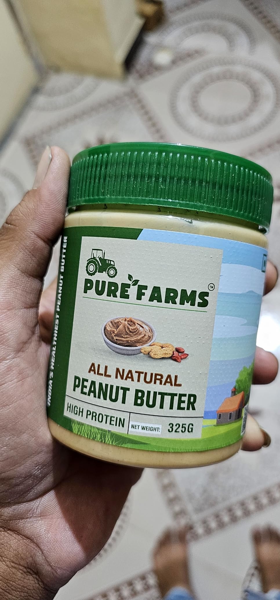 PURE FARMS All-Natural, Single-Ingredient Peanut Butter, 325gm Pack ...