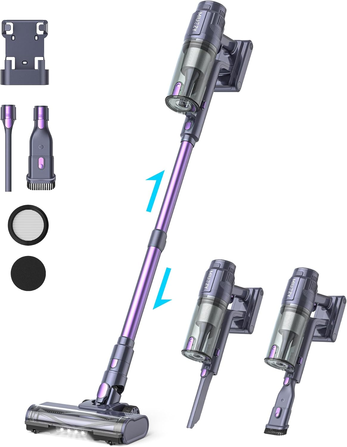 MIUZZY Cordless Vacuum Cleaner,25Kpa Vacuum Cleaner with Touch Screen ...