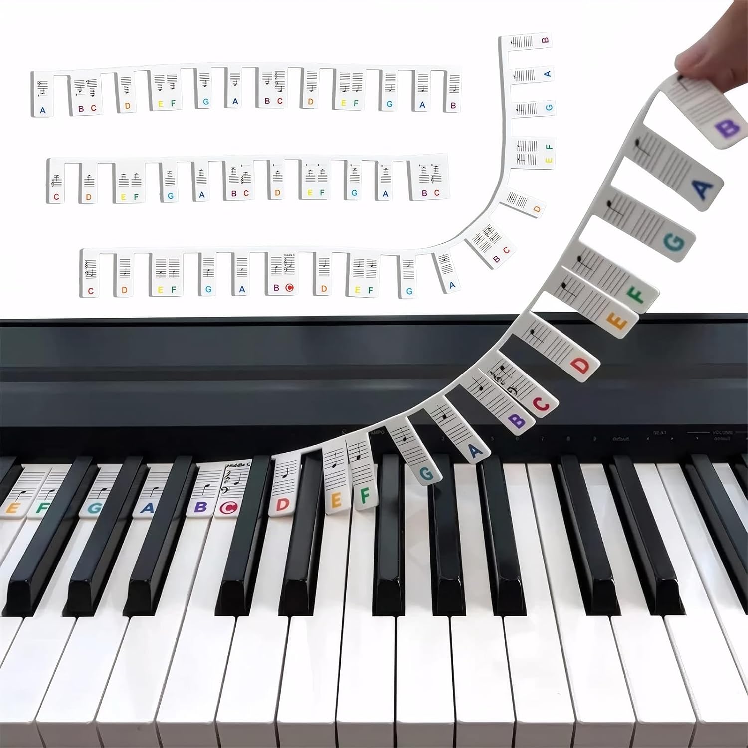 LINXINS 88-Key Full Size Removable Piano Keyboard Note Labels, Colorful ...